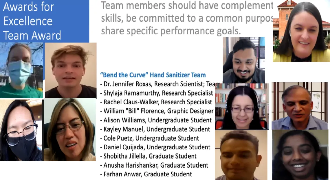 Congrats Bend the Curve Hand Sanitzer Team for You Team Award for Excellence | Employee ...